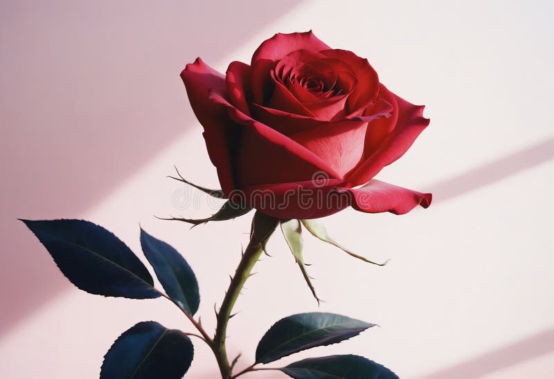 Vibrant Red Rose on Soft Pink Canvas Stock Illustration - Illustration ...