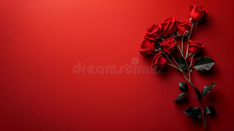 Vibrant Red Roses on a Solid Background Stock Illustration ...