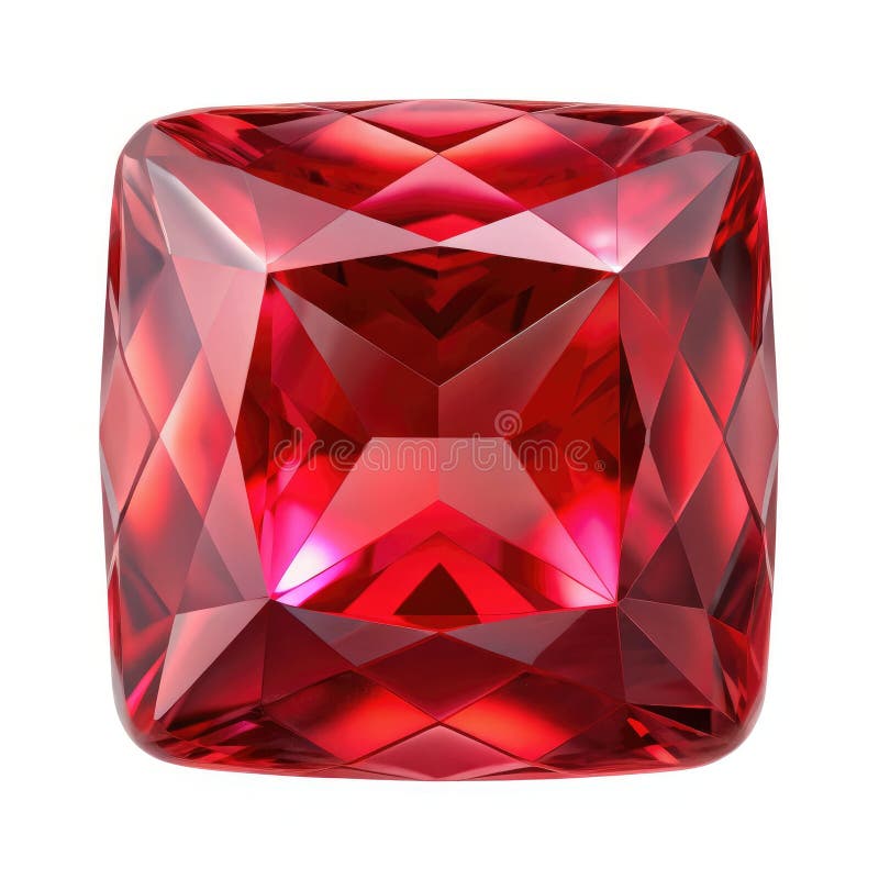 Stunning Abstract Red Ruby Stone Featuring a Square Cut Design on White ...