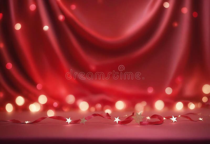 A Vibrant Red Satin Background with Twinkling Lights Stock Illustration ...