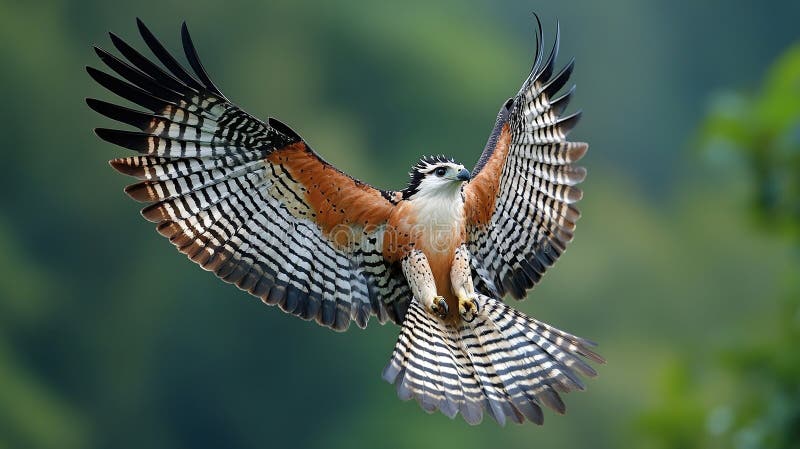 A Vibrant Red-shouldered Hawk in Flight, Wings Spread Wide, Showcasing ...