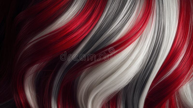 Vibrant Red and Silver Wavy Hair Texture Background Stock Image - Image ...
