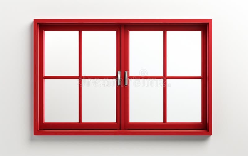 Vibrant Red Sliding Windows on White Backdrop -Generative Ai Stock ...