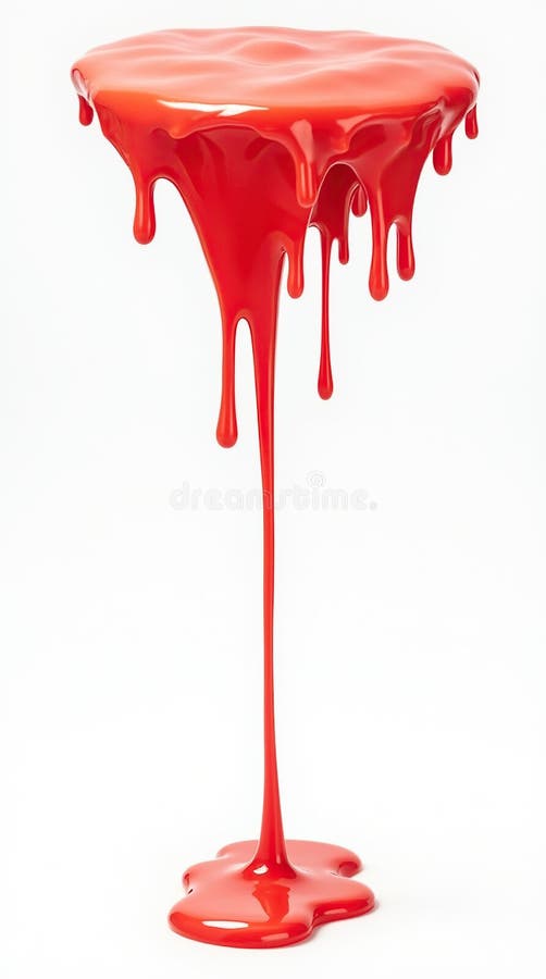 Vibrant Red Slime Dripping on a White Background in Isolation Stock ...