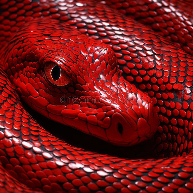 Vibrant Red Snake Hyperrealistic Pointillism Wall Art Installation ...
