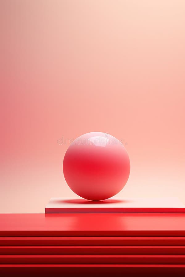 Vibrant Red Sphere on Light Color Background AI Generated Stock ...