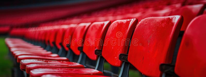 Vibrant Red Stadium Seats in Empty Arena. Stock Photo - Image of chair ...