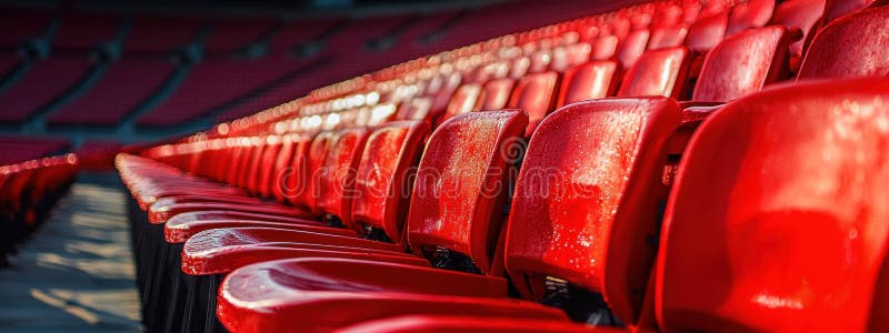 Vibrant Red Stadium Seats in Empty Arena. Stock Photo - Image of ...