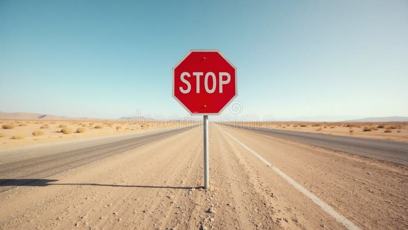 Vibrant Red STOP Sign in Desert Stock Illustration - Illustration of ...