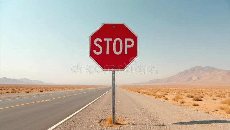 Vibrant Red STOP Sign in Desert Stock Illustration - Illustration of ...