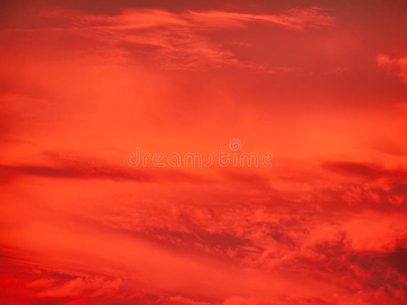 Vibrant Red Sunset Sky with Dramatic Clouds and Serene Atmosphere Stock ...