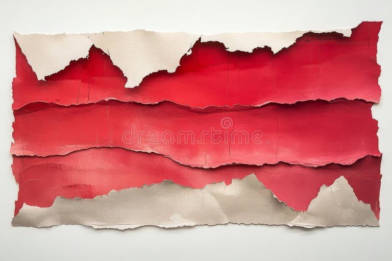 Red Textured Surface with Torn Edges Displayed Against a Neutral Wall ...