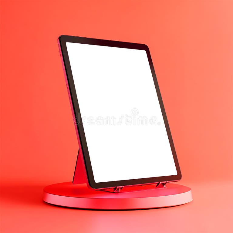 Vibrant Red Tablet Mockup Blank Screen Modern Design Stock Illustration ...