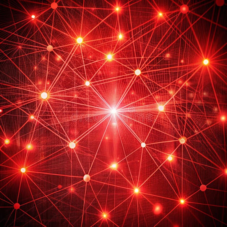 This Image Features a Vibrant Red Abstract Tech Pattern Background. the ...