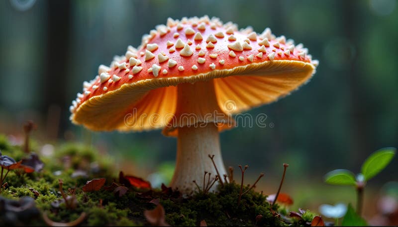 Vibrant Red Toadstool Mushroom in Forest Setting Stock Illustration ...