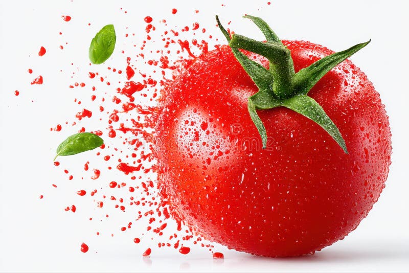Vibrant Red Tomato with Splash and Drops - Fresh and Juicy with ...
