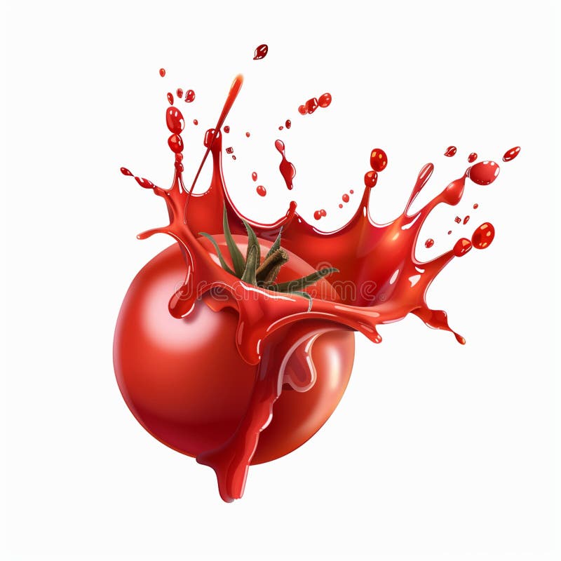 A Vibrant Red Tomato Splashes Ketchup, Creating Dynamic Condiment ...