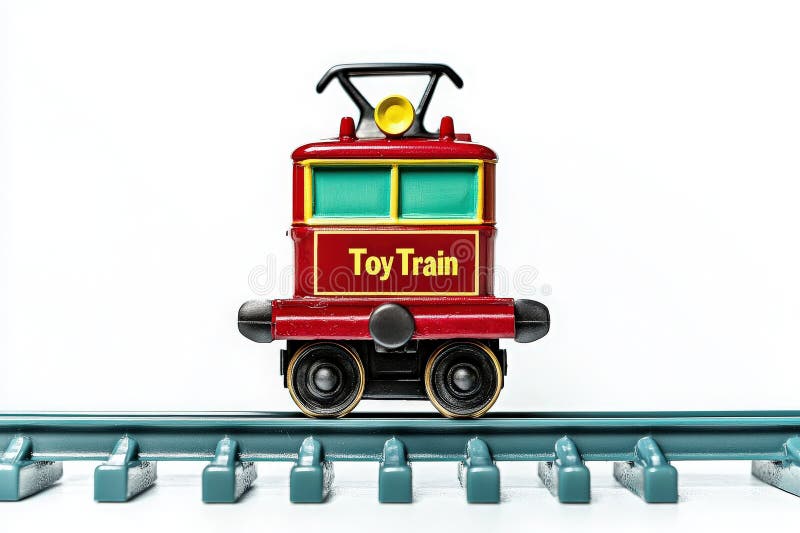 Bright Red Toy Train on Tracks Showcasing Charming Design and Classic ...