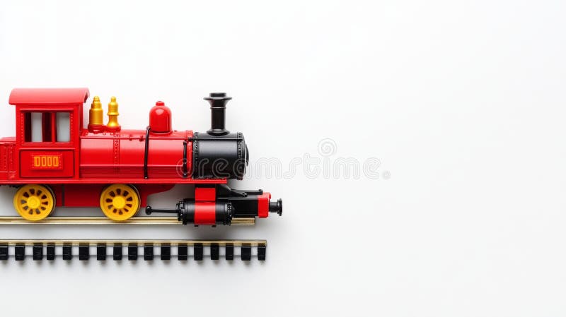 Bright Red Toy Train on White Background Perfect for Creative Designs ...