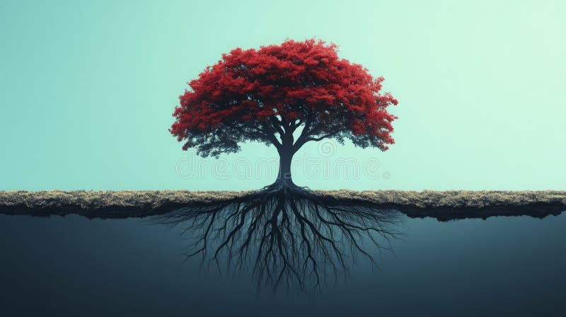 Vibrant Red Tree Intricate Roots Stock Photos - Free & Royalty-Free ...