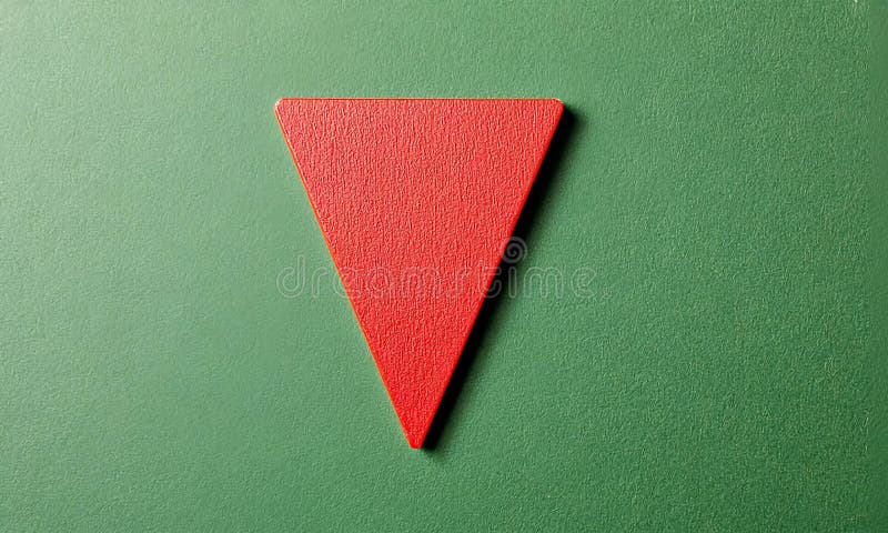 A Vibrant Red Triangular Yield Sign on a Textured Green Background ...