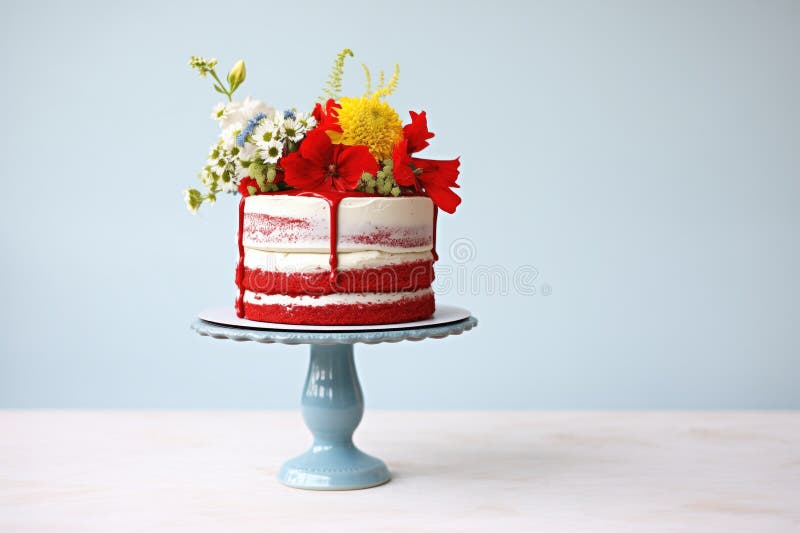 A Vibrant Red Velvet Cake on a Stand Stock Image - Image of ...