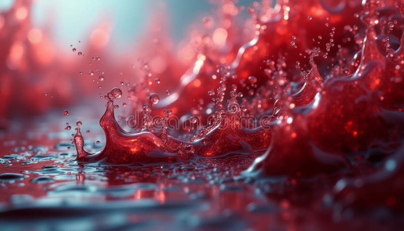Vibrant Red Water Splashes Creating Dynamic Patterns Stock Image ...