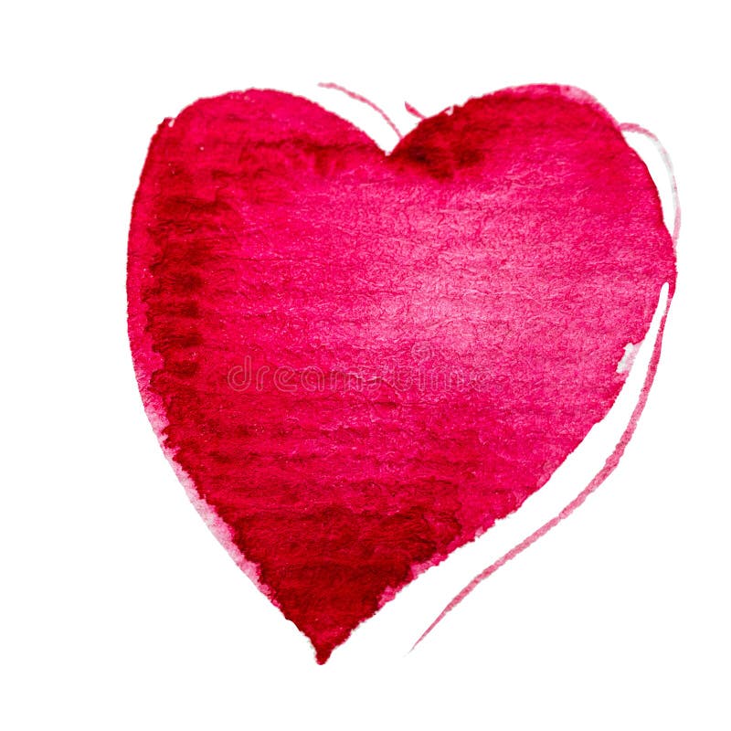 Vibrant Red Watercolor Heart Art on White Background Stock Image ...