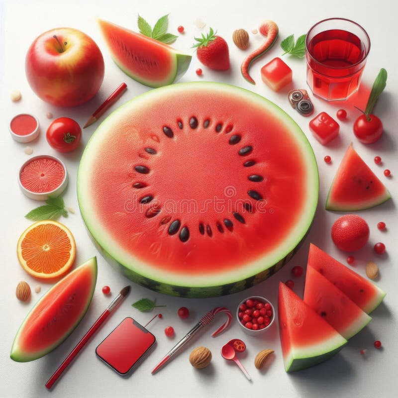 Vibrant Red Watermelon Slice on White Backdrop Ok Stock Illustration ...