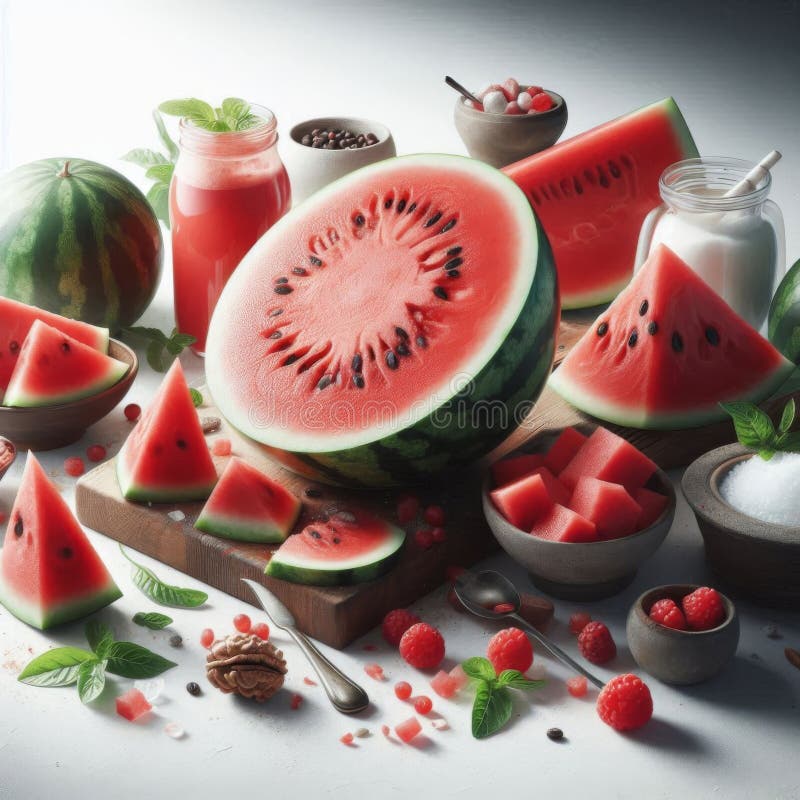 Vibrant Red Watermelon Slice on White Backdrop Ok Stock Illustration ...