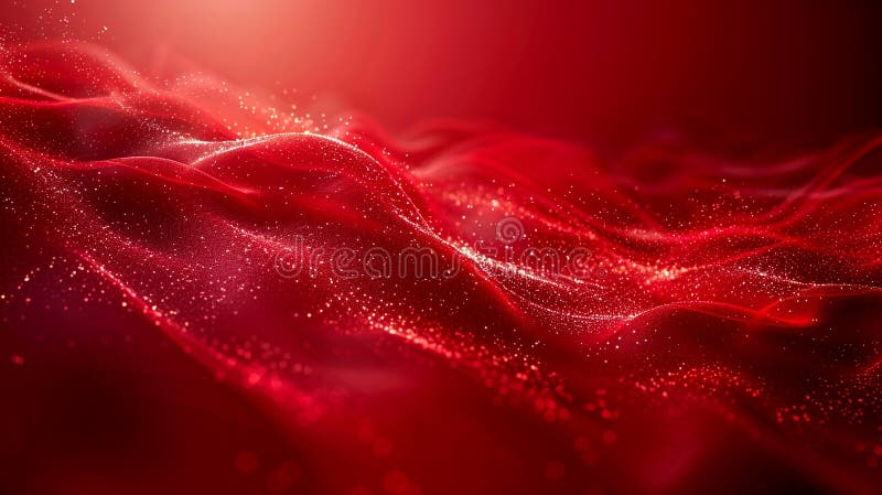 Vibrant Red Waves Shimmer Under Soft Glowing Light Stock Illustration ...