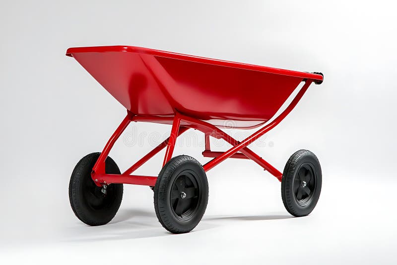 Red Heavy-Duty Wheelbarrow with Four Wheels for Construction and ...