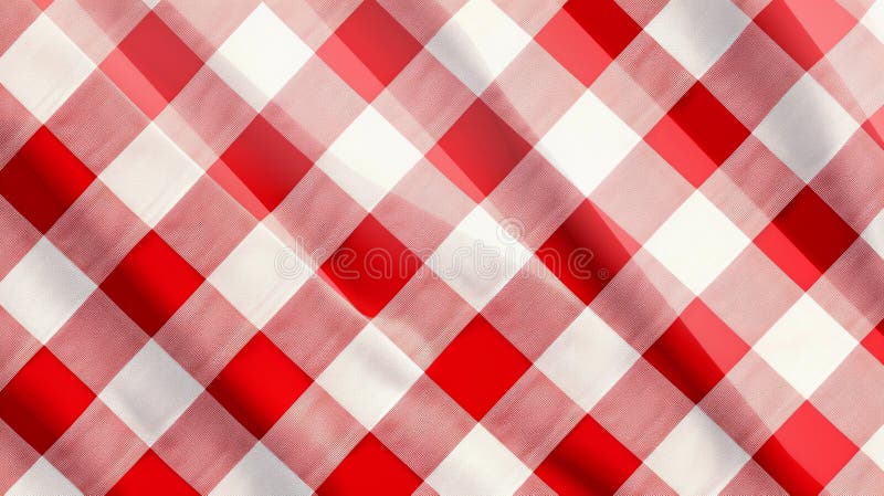 A Vibrant Red and White Checkered Pattern Creates a Classic Picnic or ...