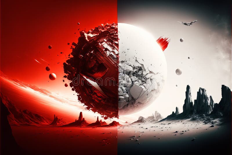 A Vibrant Red and White Landscape Where Two Parallel Worlds Collide ...