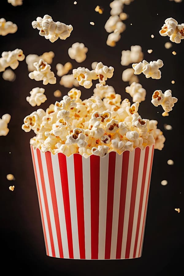 A Vibrant Red and White Striped Container Overflows with Light, Fluffy ...