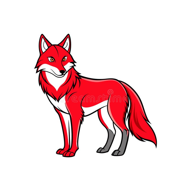 Vibrant Red Wolf Coloring Design for Kids Stock Illustration ...