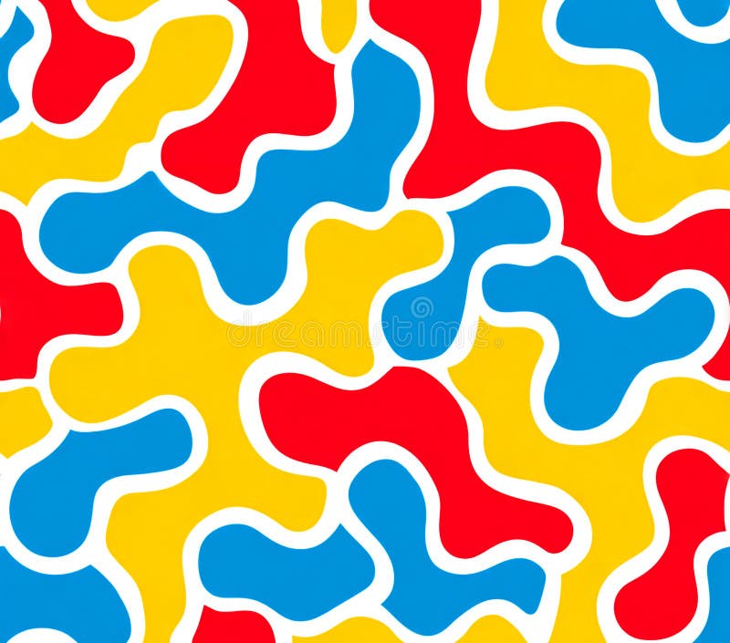 Vibrant Red Yellow and Blue Abstract Pattern Seamless Texture for ...