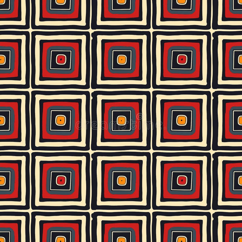 Vibrant Red, Yellow, and Blue Square Pattern Stock Illustration ...