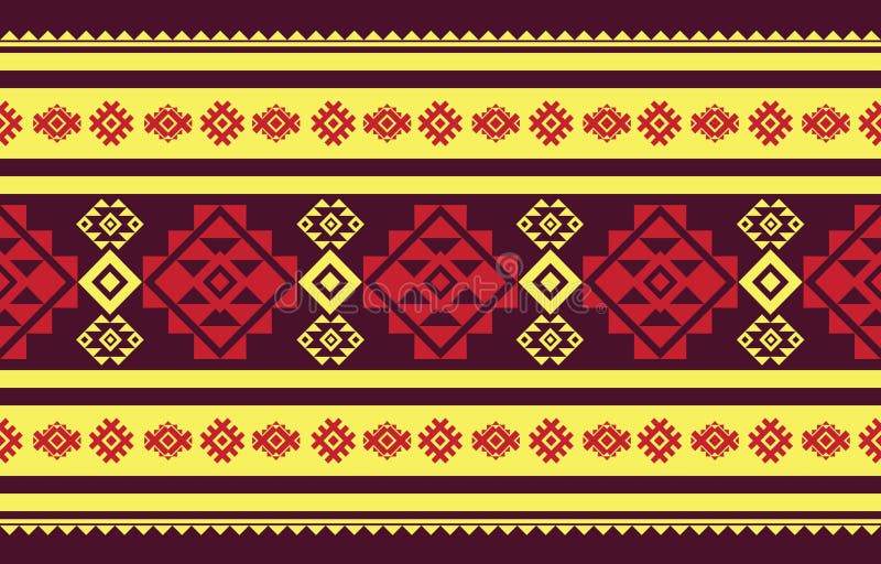 Vibrant Red Yellow Geometric Ethnic Textile Pattern Design Stock Vector ...