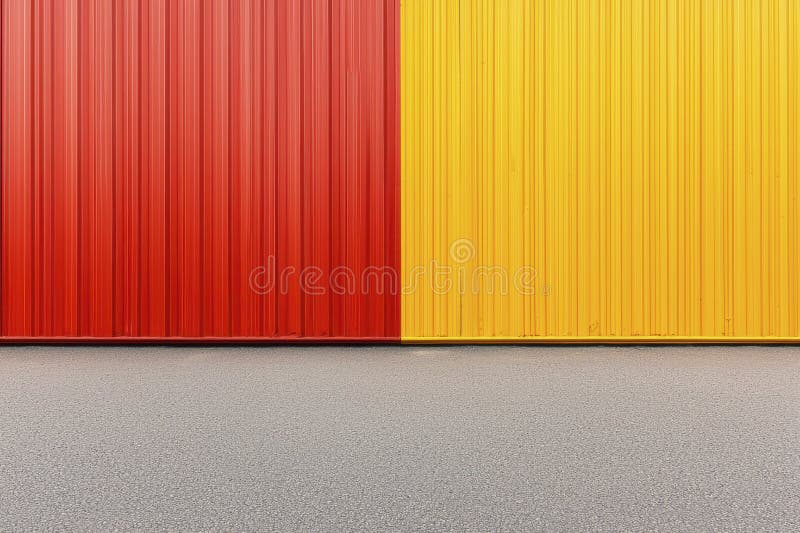 Vibrant Red and Yellow Vertical Panels with Textured Ground Surface in ...