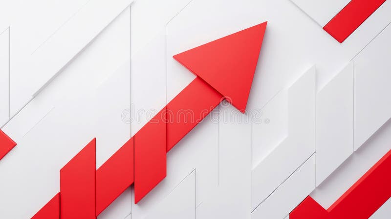 A Vibrant Red Zigzag Arrow Stretches Upwards Against a Backdrop of Pure ...