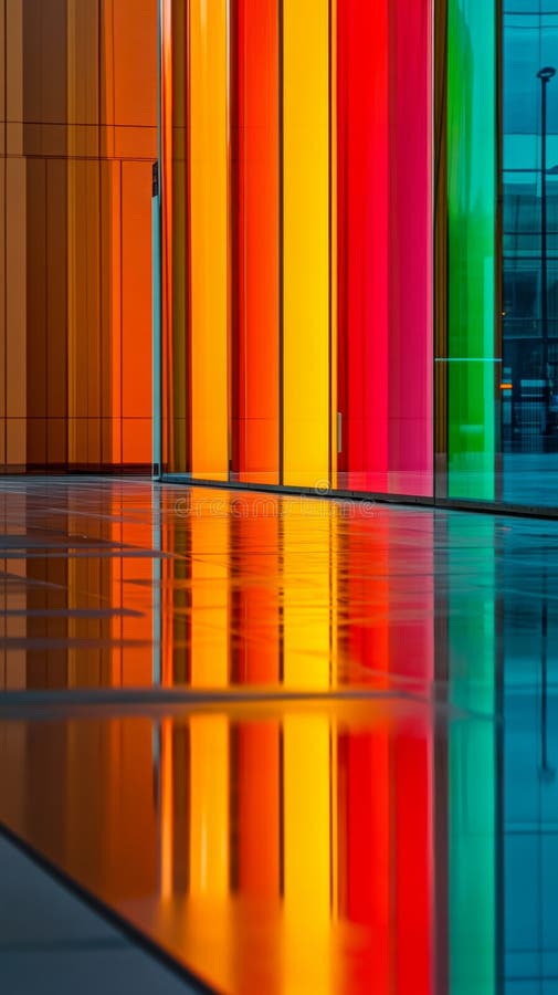 Vibrant Reflections Dance on Polished Floors. the Colorful Walls Create ...