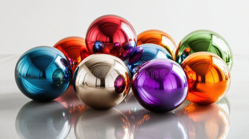Vibrant Reflective Metallic Spheres Arranged Smooth Surface Stock ...