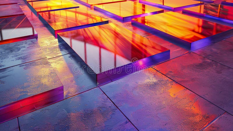Vibrant Reflective Surfaces with Modern Abstract Design Stock Photo ...