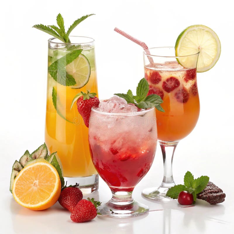 Vibrant Refreshing Cocktails Isolated on Transparent Background Stock ...