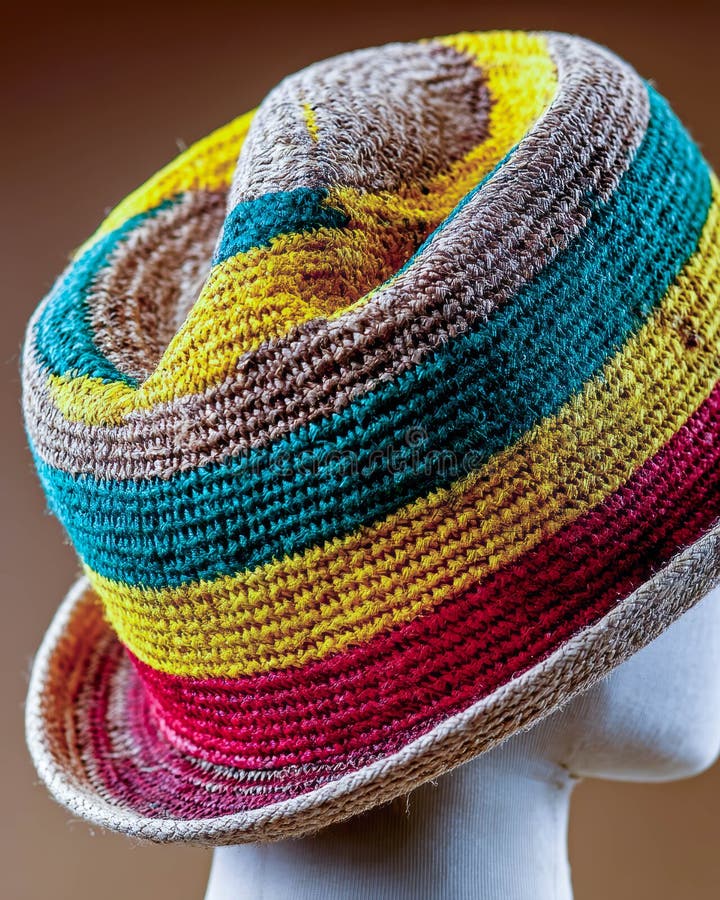 Vibrant Reggae Hat on a Mannequin Bust with a Soft Gradient Backdrop ...