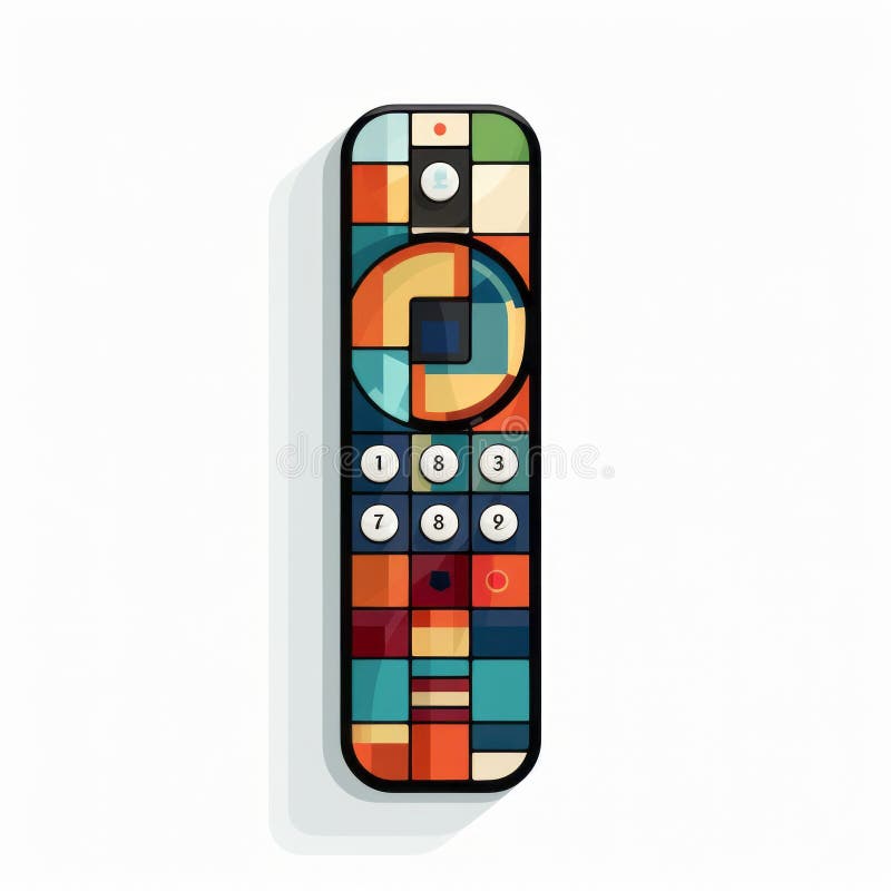 Colorful Mid-century Illustration Style Remote Control with Pixel ...