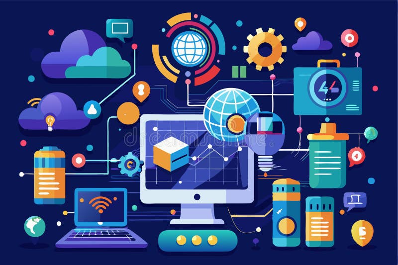 A Vibrant Representation of Digital Technology, Featuring Cloud ...