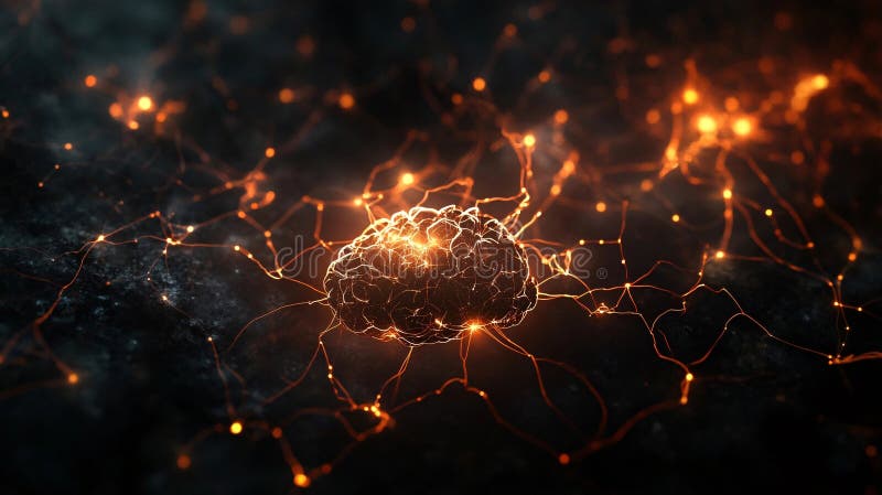 A Vibrant Representation of a Glowing Brain, Connected by Neural Pathways, Symbolizing ...
