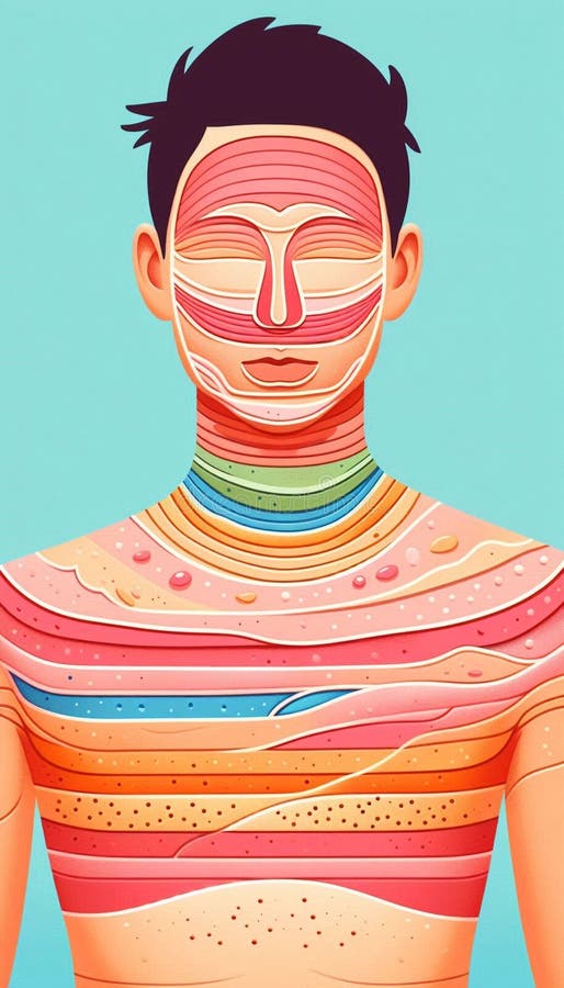 The Skin: Layers of Human Anatomy in Minimalist Design Stock ...